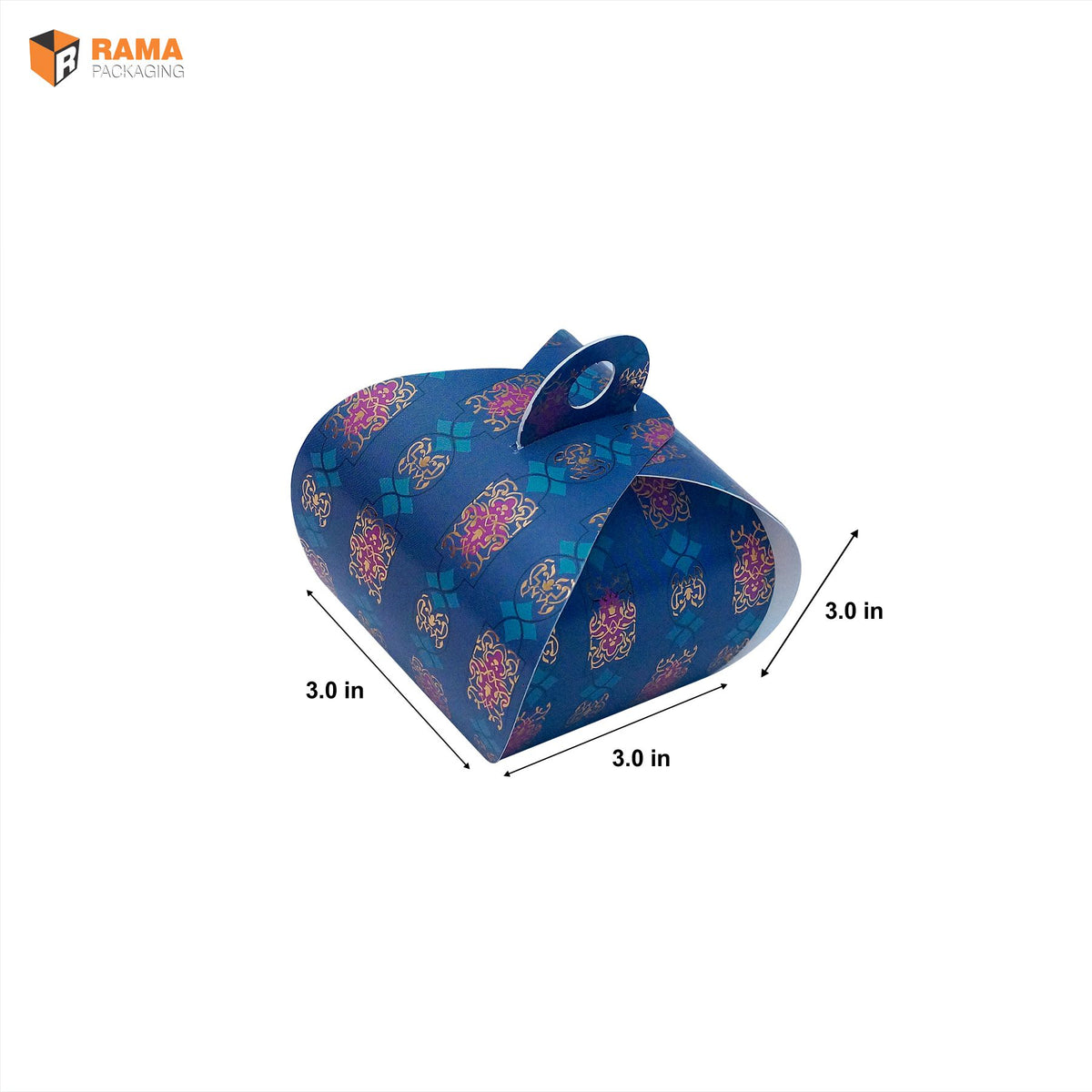 BLUE FOIL CHOCOLATE DOM BOX WITH HANDLE | ( 8CMX8CMX6CM )– Rama Packaging