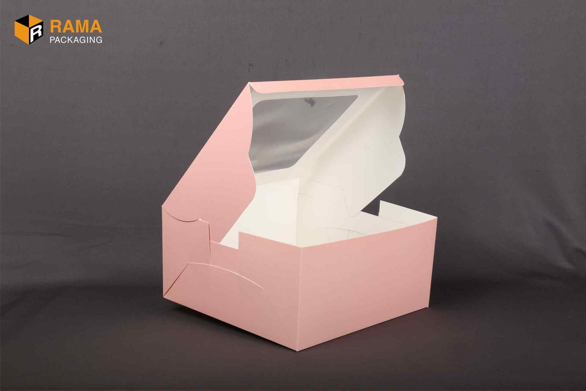 Cake Box 1 Kg (10"x10"x5") Peach - Window– Rama Packaging