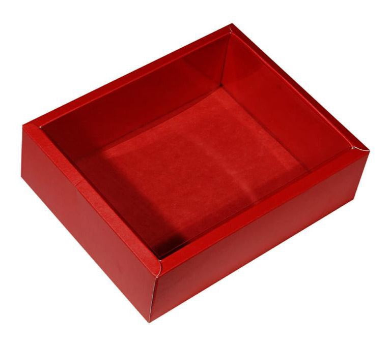 Hamper Box | Red | Gift Box (Transparent) (10" X 8" X 3")– Rama Packaging